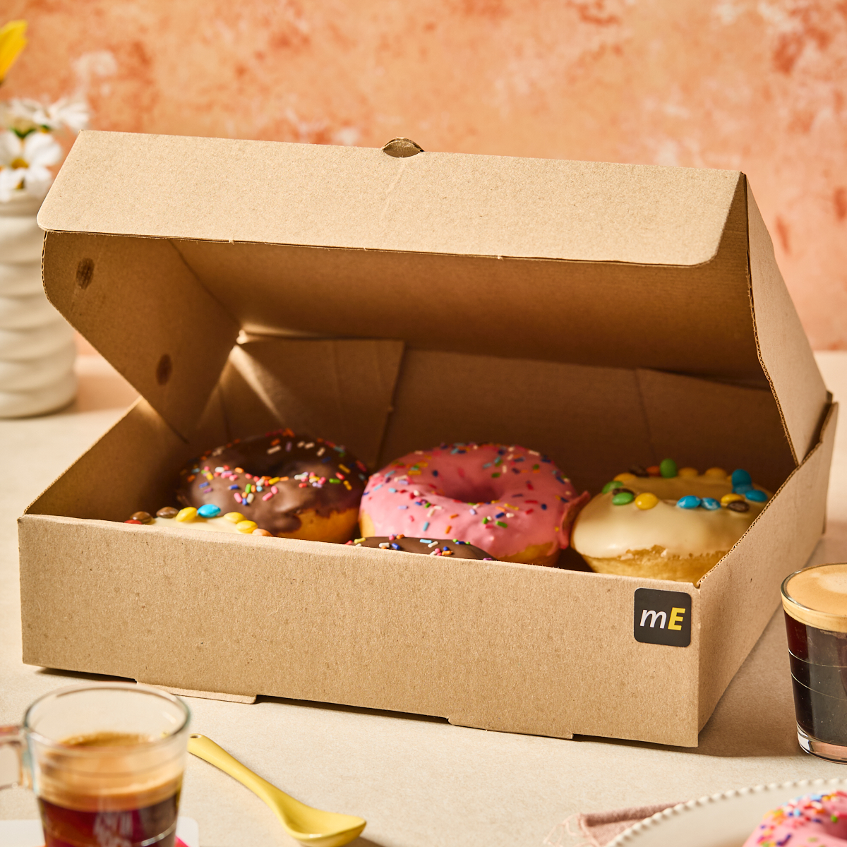 mEP CAJA DONAS CARTON MICRO MARRON/MARRON PERSONALIZADO 1/2 DOCENA (24* ...